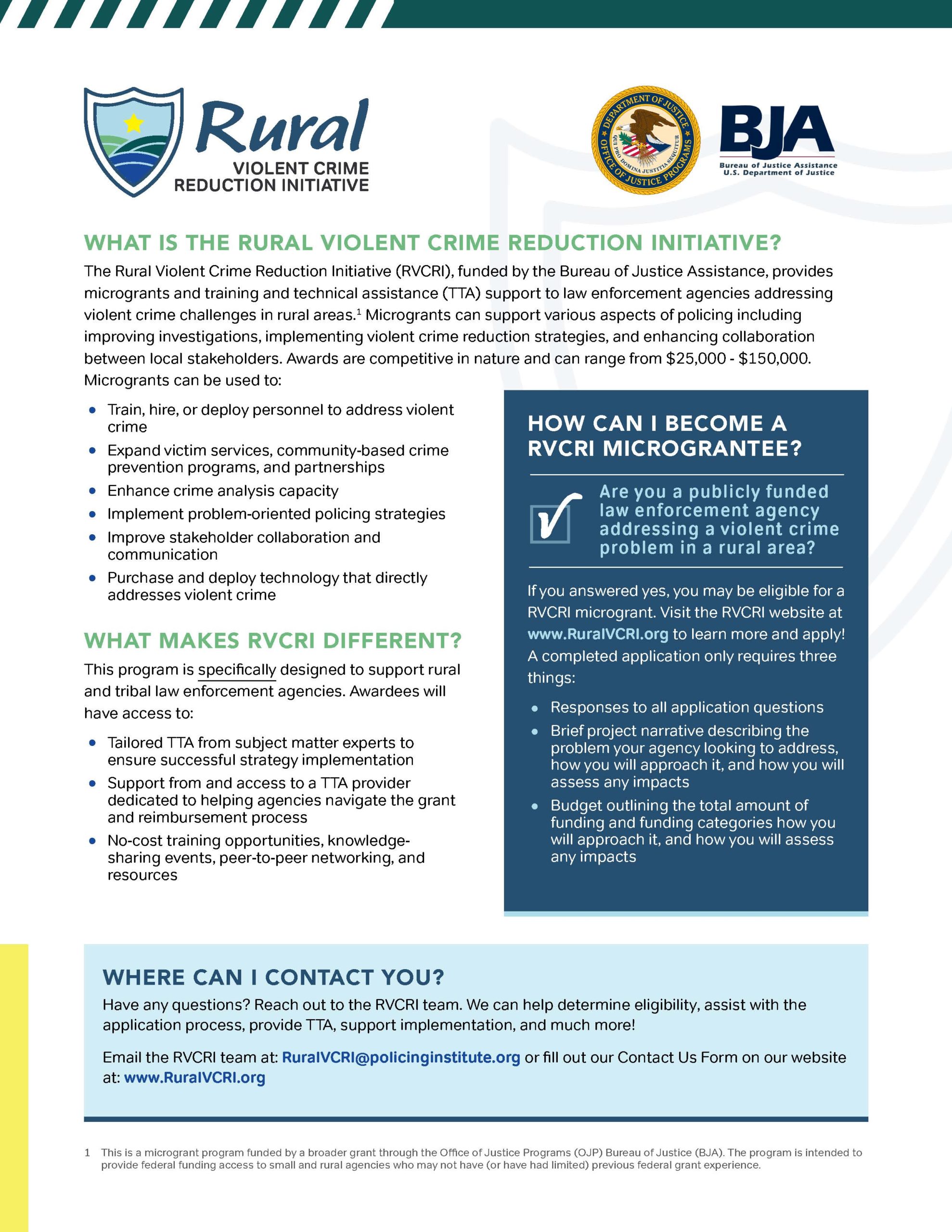 Introducing the Rural Violent Crime Reduction Initiative! - RVCRI