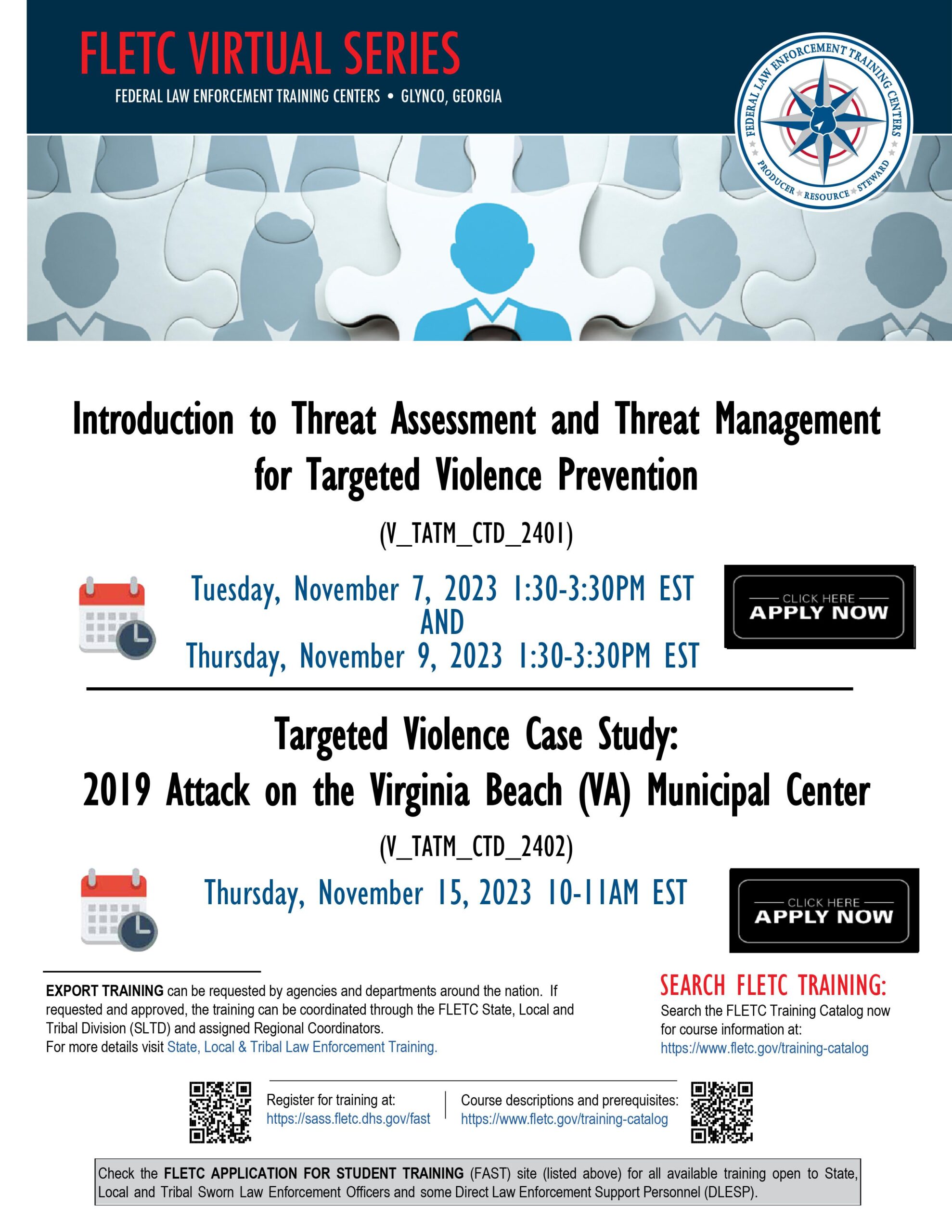 FLETC Threat Assessment and Threat Management Virtual Training ...